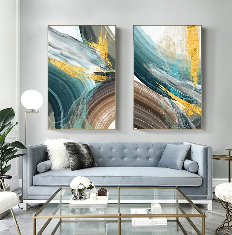 Abstract Green Brown Color Splash Wall Art Fine Art Canvas Prints Mode ...