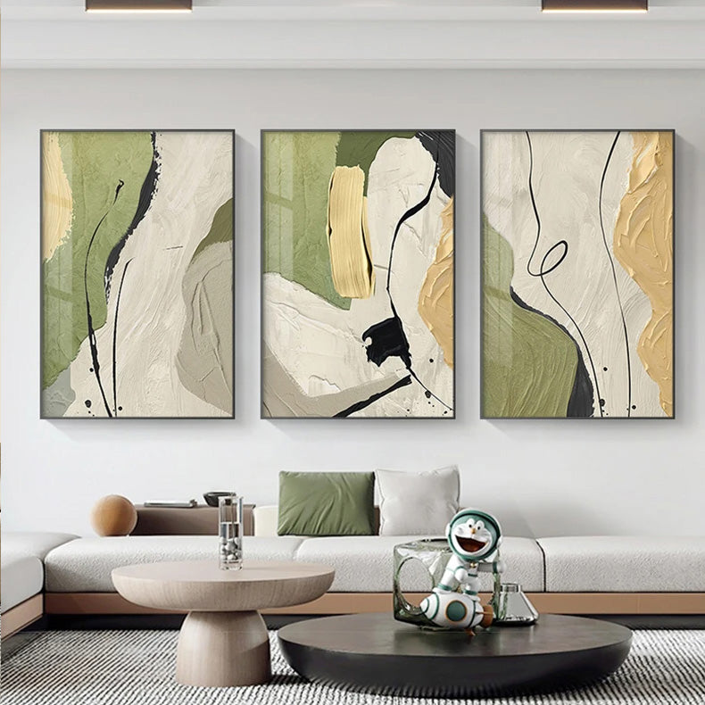Beige Green Abstract Geomorphic Nordic Wall Art Modern Living Room ...