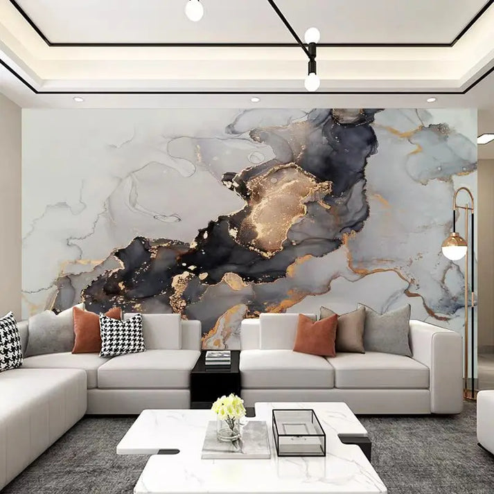 Big Sizes Nordic Liquid Marble Print Large Format Wall Mural Art Decor ...