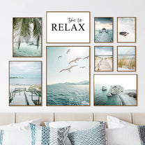 Blue Green Beach Surf Scene Tropical Dream Landscape Wall Art Fine Art ...