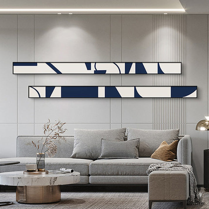 Creative Abstract Blue White Slim Format Wall Art Fine Art Canvas Prin ...