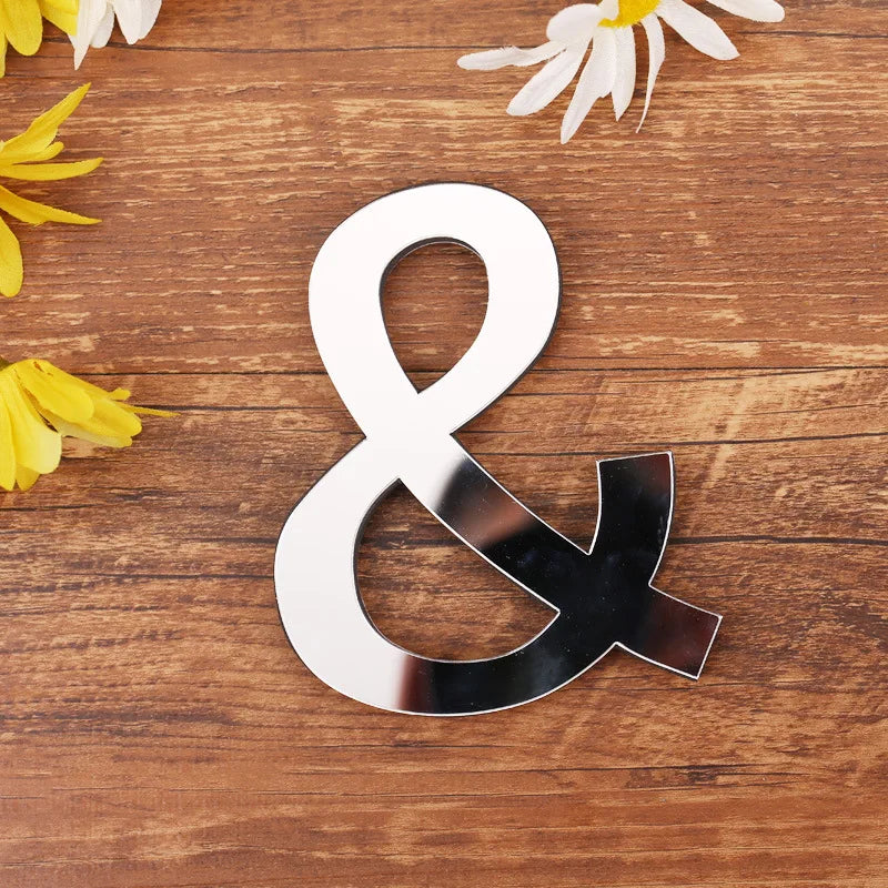 Self Adhesive 3d Silver Letter Wall Stickers Mirrored Acrylic Alphabet ...