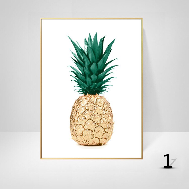 Inspirational Quotes Posters Golden Pineapple Green Leaf Monstera Wall ...