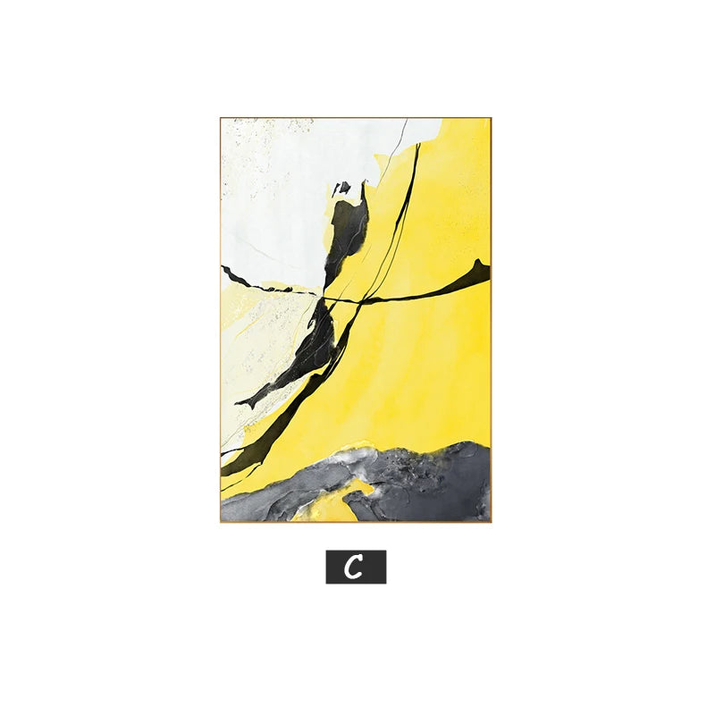 Colorful Abstract Yellow Grey Wall Art Fine Art Canvas Prints Pictures ...