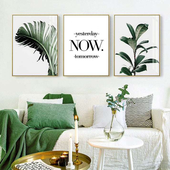 Inspirational Quotes Posters Golden Pineapple Green Leaf Monstera Wall ...