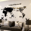 Map Of The World 3d Wall Mural Crystal Mirrored Acrylic World Map Wall ...