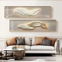 Modern Abstract White Feather Wide Format Wall Art Fine Art Canvas Pri ...