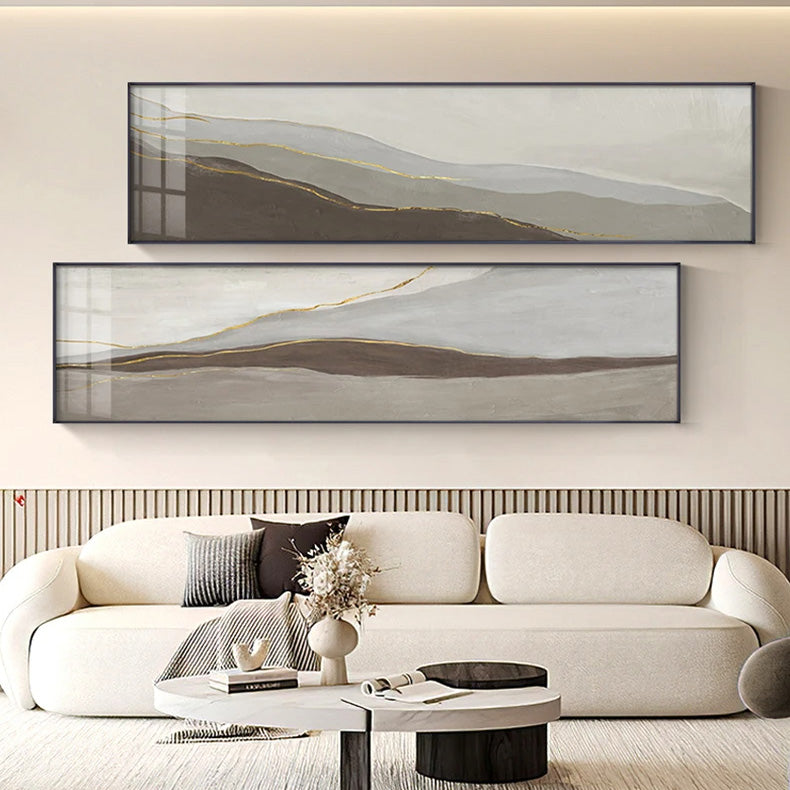 Modern Abstract Wide Format Wall Art Fine Art Canvas Prints Beige Gray ...