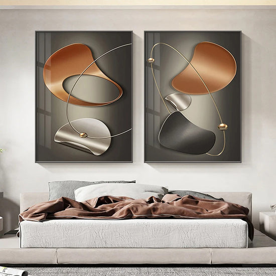 Modern Aesthetics Wall Art Abstract Arc & Curved Elements Fine Art Can ...