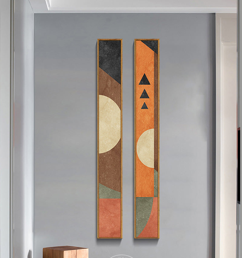 Colorful Tall Abstract Slim Format Wall Art For Modern Living Room ...