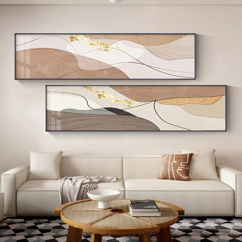 Modern Abstract Wide Format Wall Art Neutral Colors Flowing Lines Fine ...
