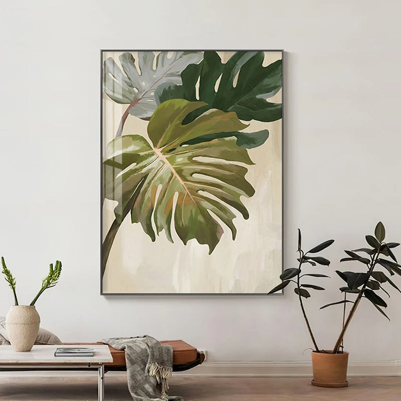 Modern Botanical Green Leaves Monstera Wall Art Posters & Prints ...