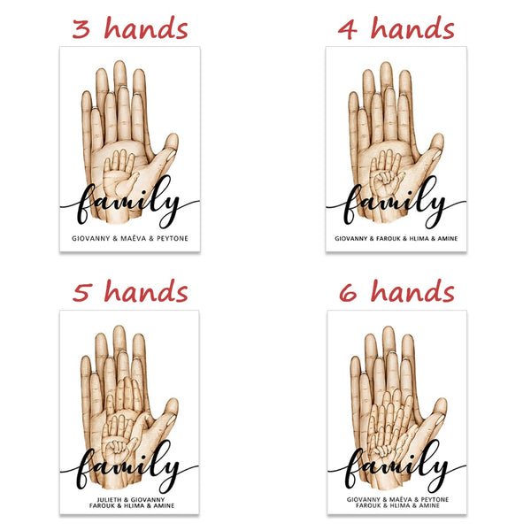 Personalized Family Names Hands Posters Love Wall Art Fine Art Canvas ...