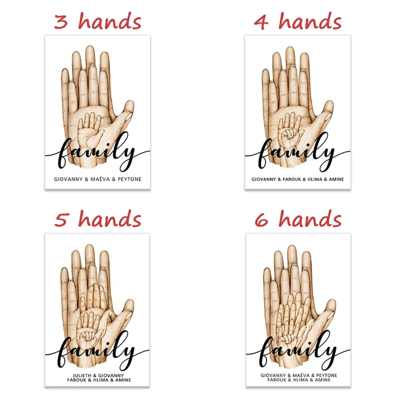 Personalized Family Names Hands Posters Love Wall Art Fine Art Canvas ...