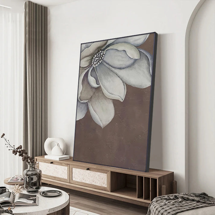 Scandinavian Big Floral Wall Art Fine Art Canvas Prints White Petal Fl ...