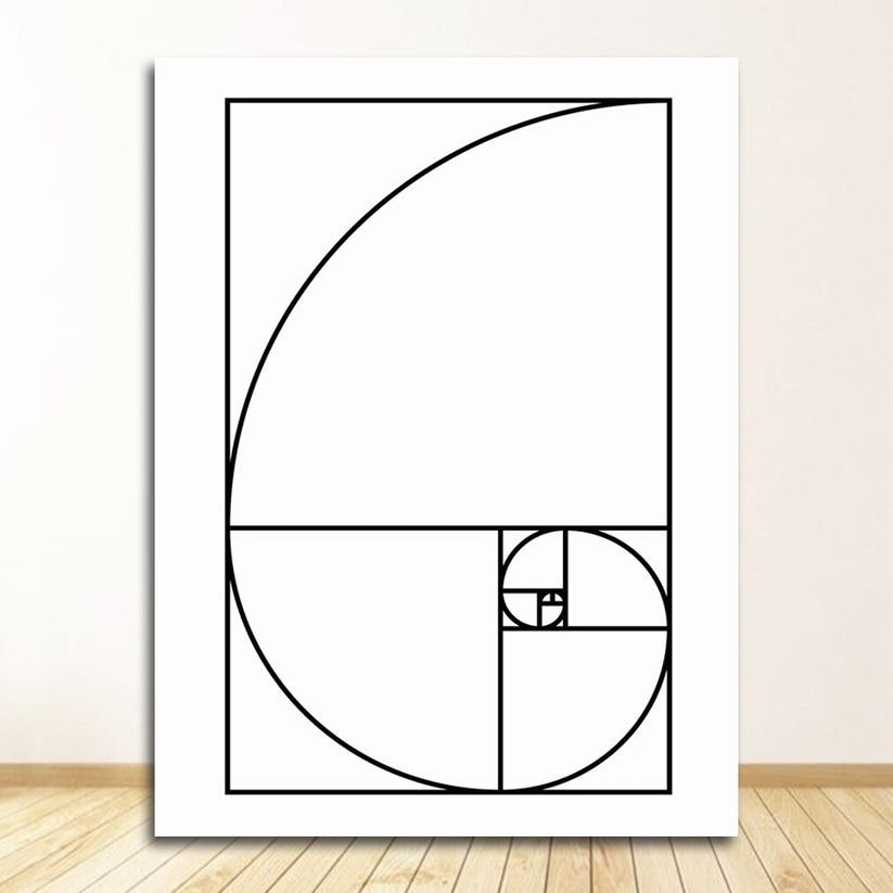 Fibonacci Spiral Artistic Geometry Wall Art Mathematical Golden Ratio ...