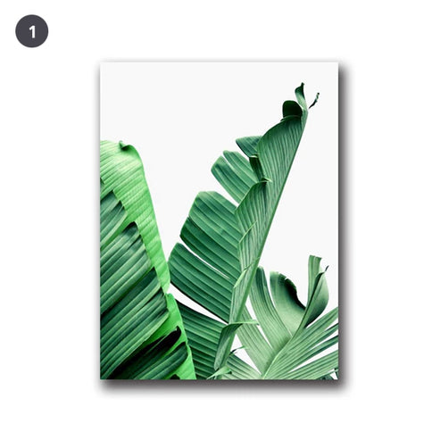 Lush Green Leaves Posters Tropical Plants Wall Art For Living Room ...