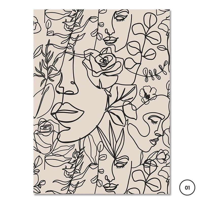 Minimalist Lifestyle Abstract Gallery Wall Art Line art Fine Art Canva ...