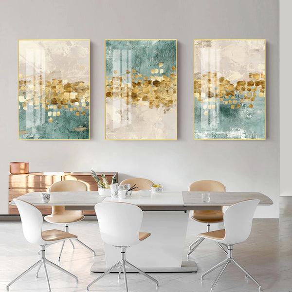 Modern Abstracts Gold Beige And Tiffany Blue Luxury Wall Art Fine Art ...